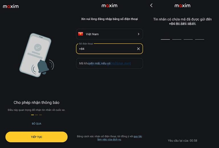 3 bước mở tài khoản ứng dụng đặt xe Maxim nhận ngay 150k