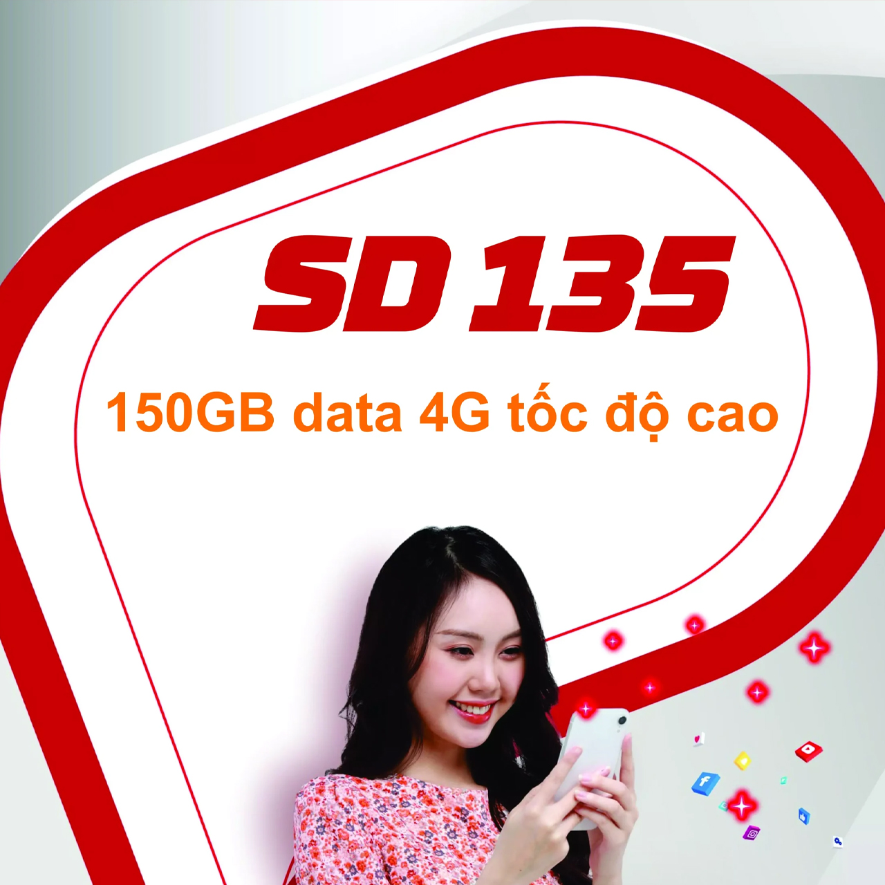 Ưu đãi Gói SD135 Viettel 135k/tháng có 150GB + TV360 Basic